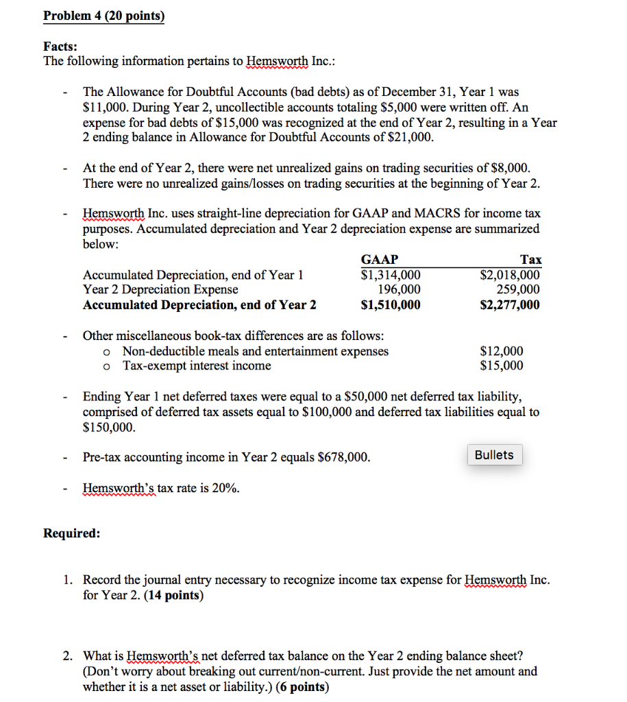 Solved Problem 4 (20 points) Facts: The following | Chegg.com