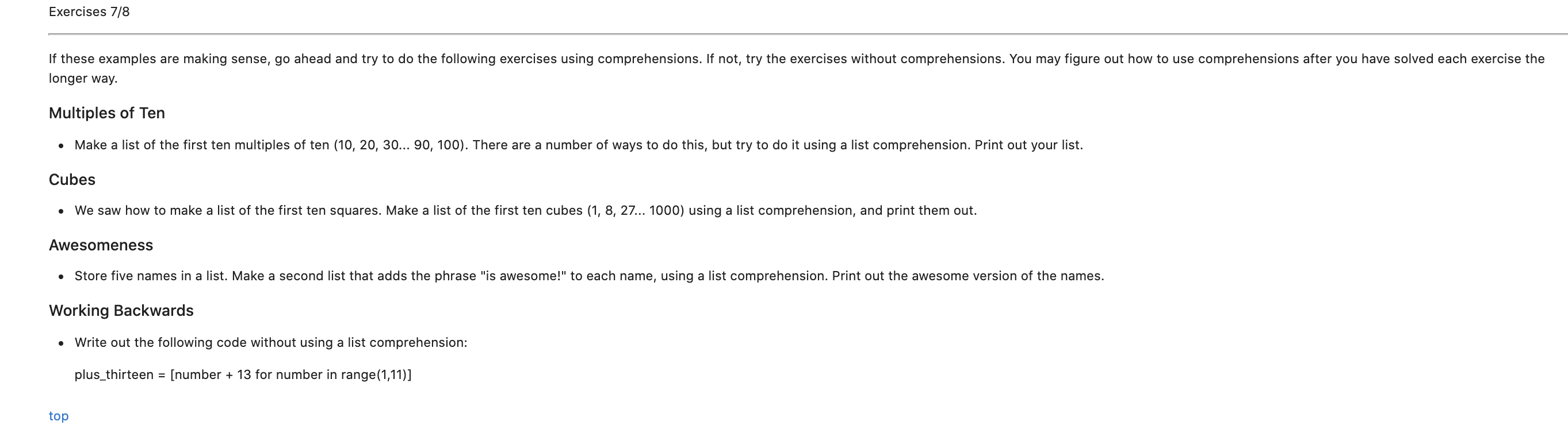 Solved Exercises 7/8 If these examples are making sense, go | Chegg.com