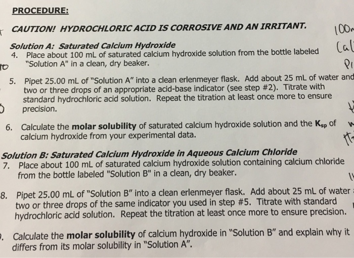 Solved How can I find the Ksp of calcium hydroxide? It’s | Chegg.com