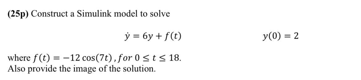 Solved (25p) Construct a Simulink model to solve y = 6y + | Chegg.com
