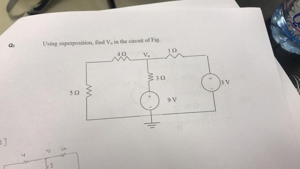 Solved Q3 Using superposition, find Vo in the circuit of | Chegg.com