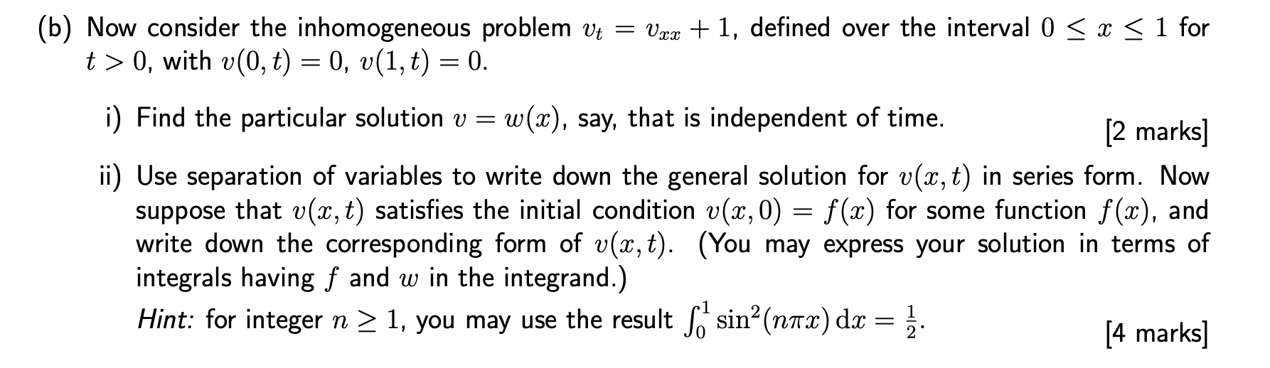 Solved o) Now consider the inhomogeneous problem \\( | Chegg.com