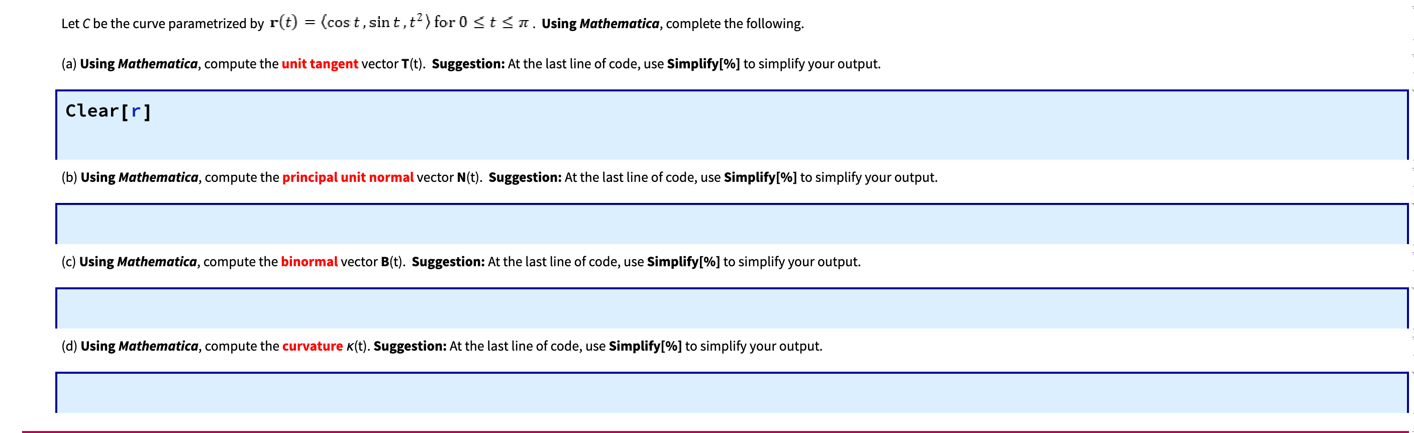 Solved Let C be the curve parametrized by r(t) = (cost, | Chegg.com