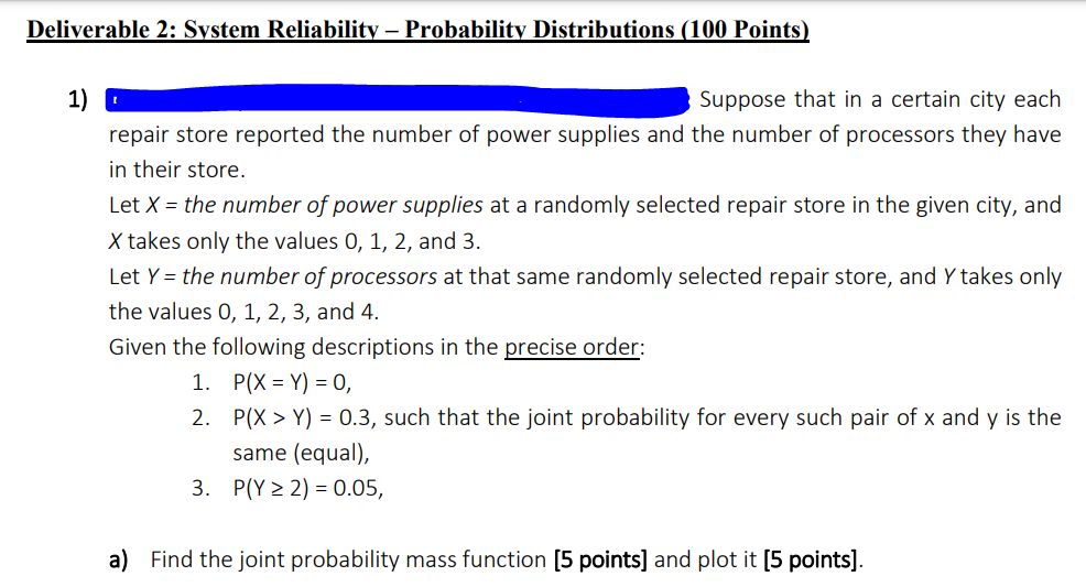 Deliverable 2: System Reliability - Probability | Chegg.com