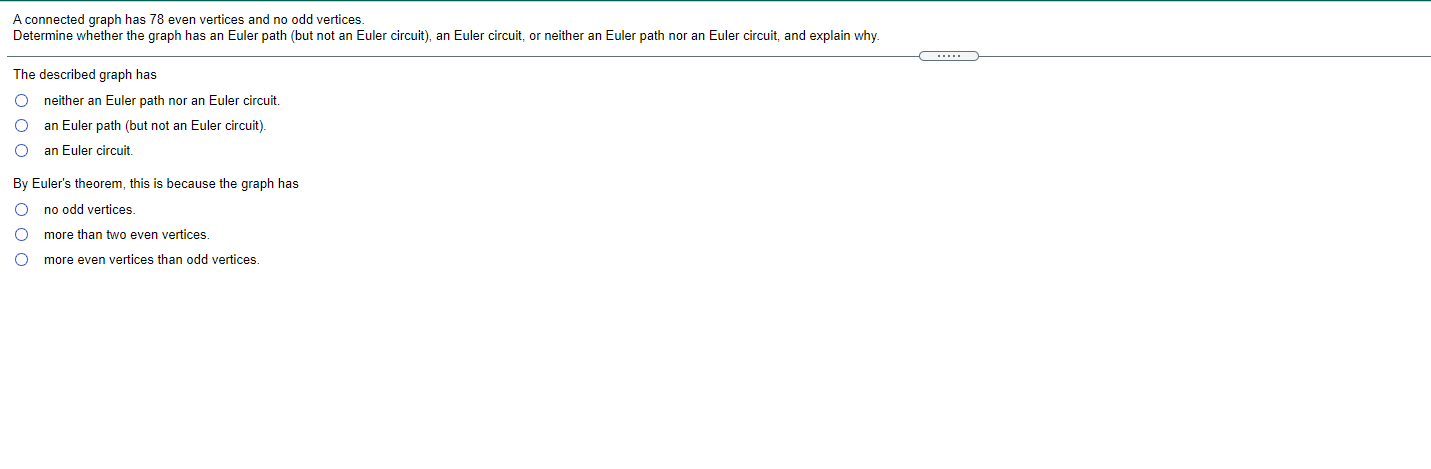 Solved A connected graph has 78 even vertices and no odd | Chegg.com