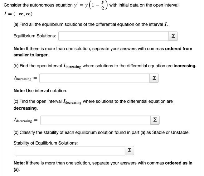 Solved Consider the autonomous equation y' = y(1–Ž) with | Chegg.com