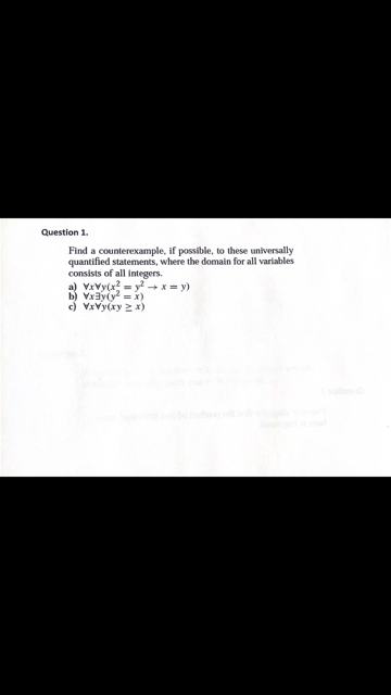 Solved Question 1 Find a counterexample, if possible to | Chegg.com