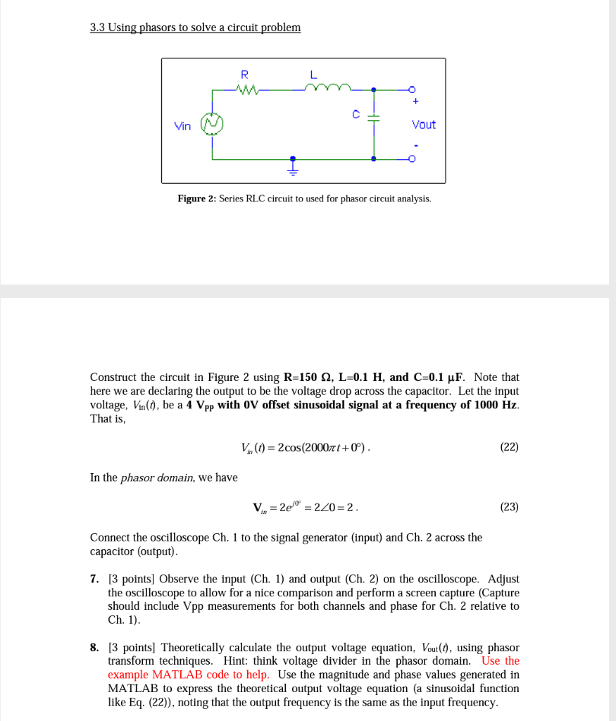 Solved 3.3 Using phasors to solve a circuit problem Figure | Chegg.com