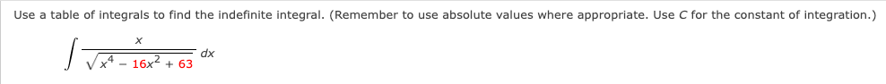 Solved Use a table of integrals to find the indefinite | Chegg.com