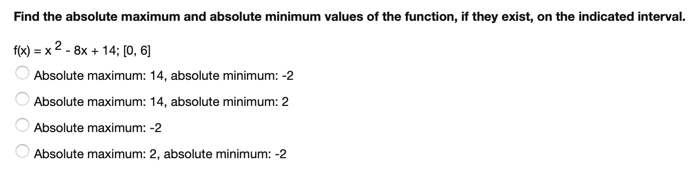 Solved Find the absolute maximum and absolute minimum values | Chegg.com