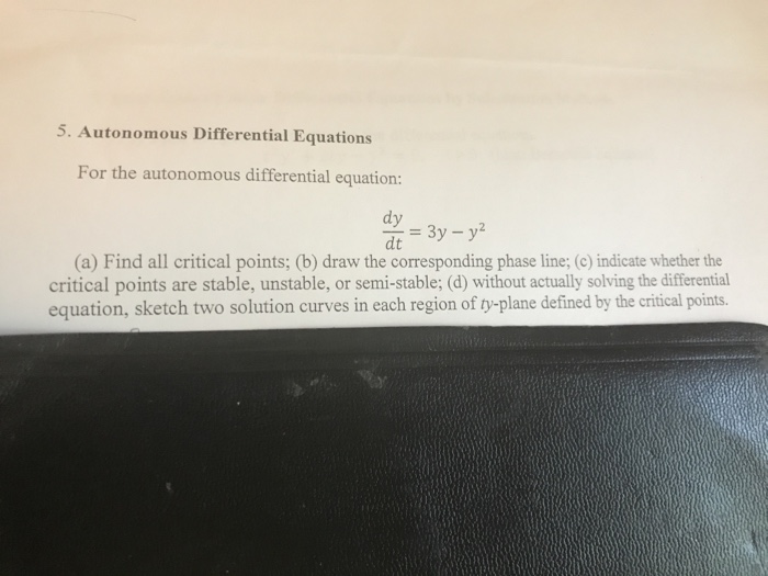 Solved 5. Autonomous Differential Equations For the | Chegg.com