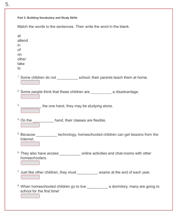Solved 5. Part 3: Building Vocabulary and Study Skills Match | Chegg.com