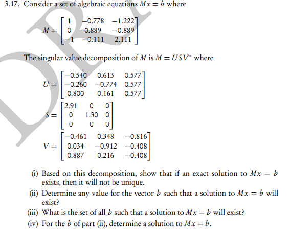 17. Consider a set of algebraic equations Mx=b where | Chegg.com