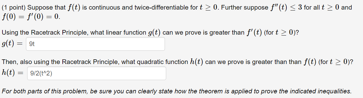 Solved (1 ﻿point) ﻿Suppose that f(t) is ﻿continuous and | Chegg.com