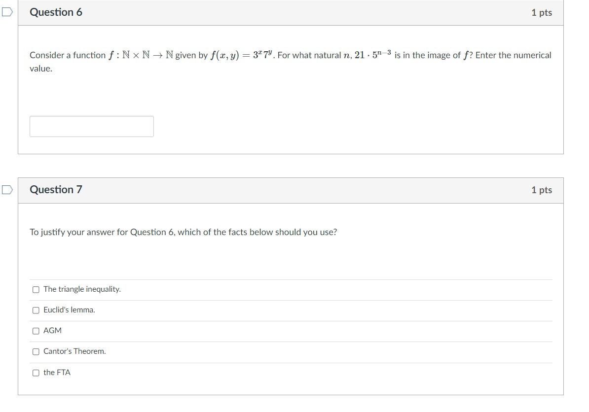 Solved Question 6 1 pts Consider a function f: N N N given | Chegg.com