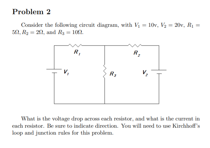Solved Consider the following circuit diagram, with V1 = | Chegg.com
