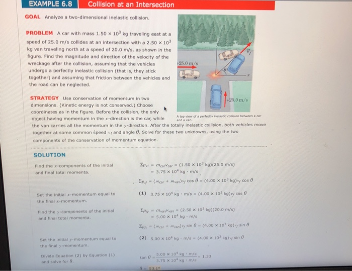Solved EXAMPLE 6.8 Collision at an Intersection GOAL Analyze | Chegg.com
