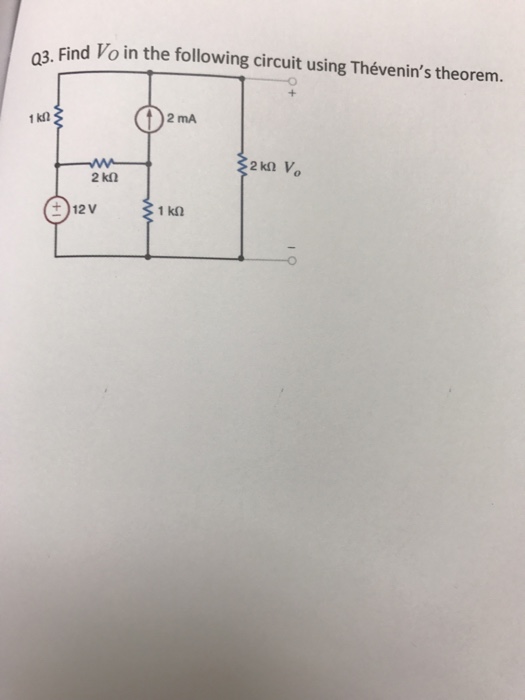 Solved Find Vo in the following circuit using Thevenin's | Chegg.com