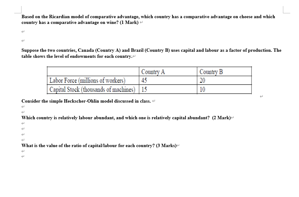 Solved Based on the Ricardian model of comparative | Chegg.com