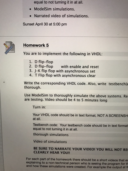 Solved equal to not turning it in at all. ModelSim | Chegg.com