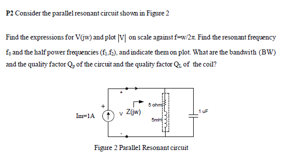 Solved P2 Consider the parallel resonant circuit shown in | Chegg.com