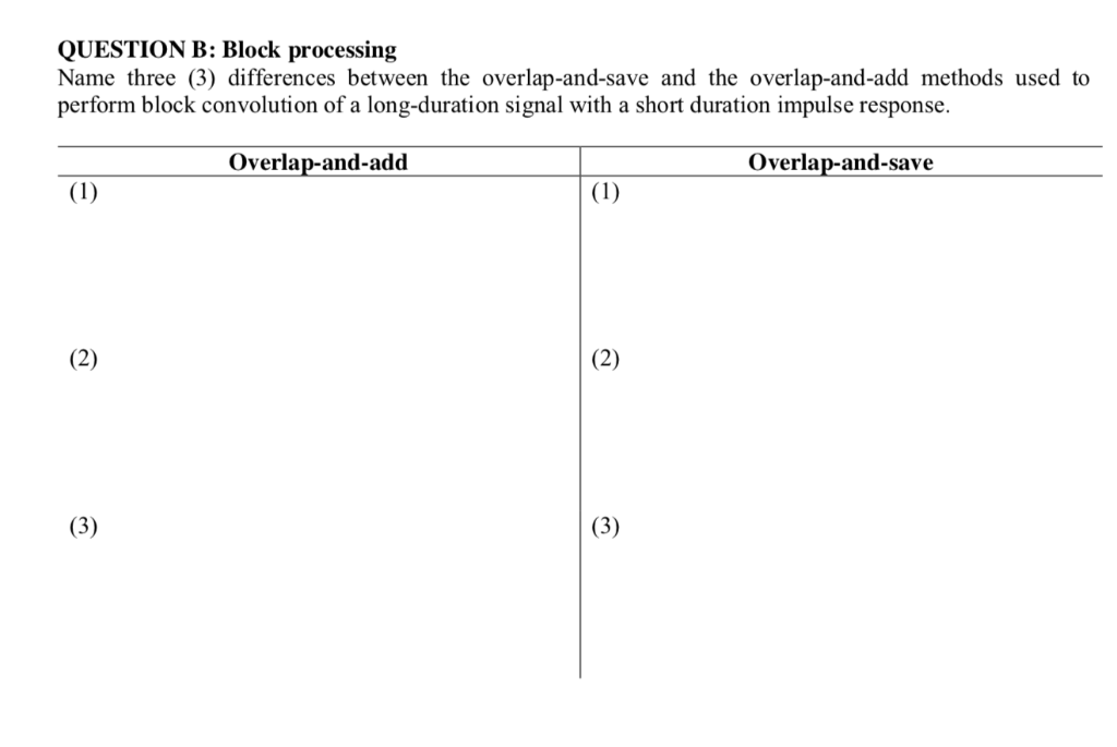 Solved Question B Block Processing Name Three 3