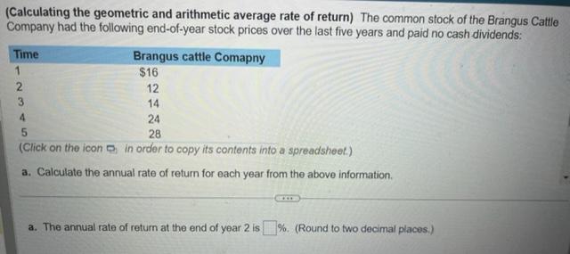 Solved (Calculating the geometric and arithmetic average | Chegg.com
