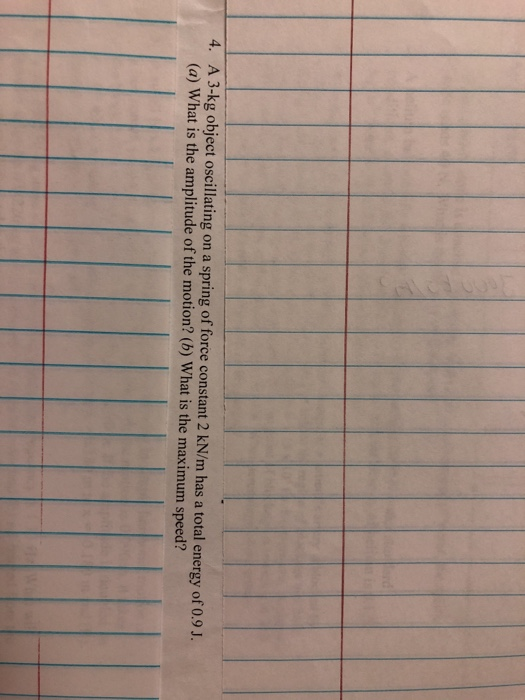 Solved A 3-kg object oscillating on a spring of force | Chegg.com