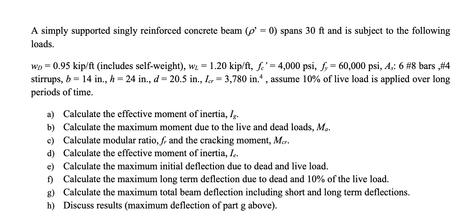 Solved A simply supported singly reinforced concrete beam | Chegg.com