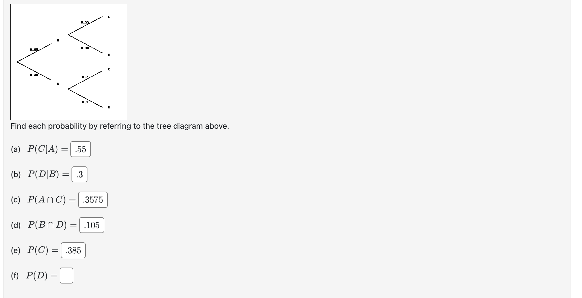 Solved Find each probability by referring to the tree | Chegg.com