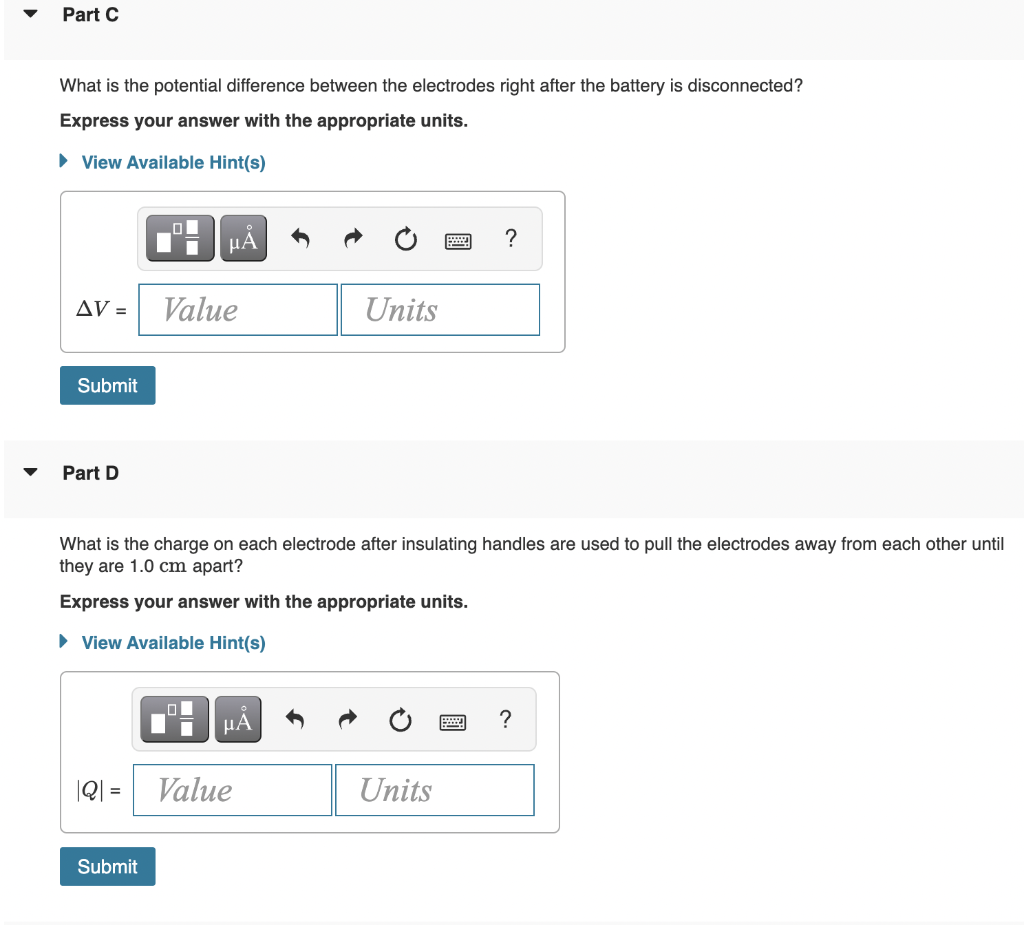 Solved Two 10−cm-diameter electrodes 0.52 cm apart Part A | Chegg.com