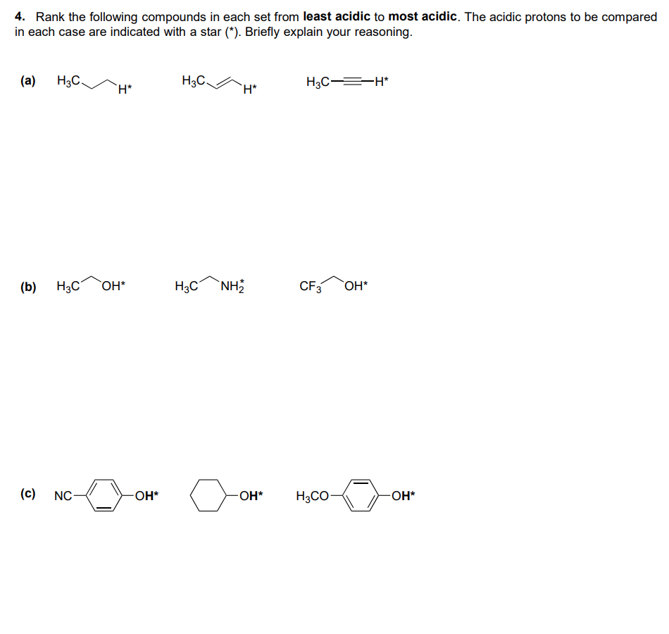 Solved 4. Rank the following compounds in each set from | Chegg.com