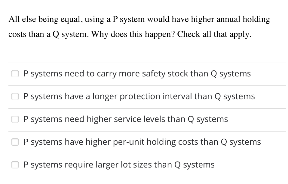 Solved The lot size (Q) for an inventory system has the | Chegg.com