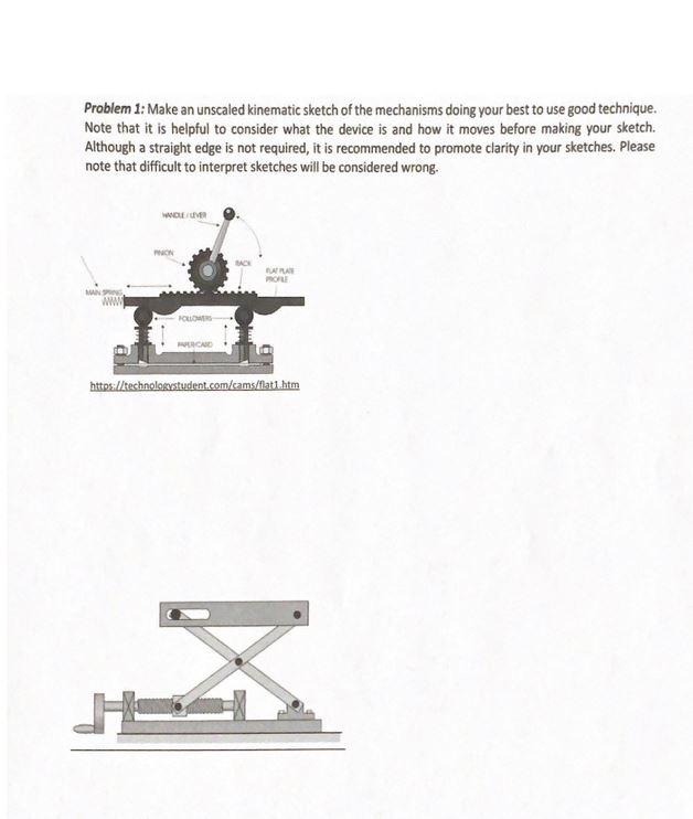 Solved Problem 1: Make an unscaled kinematic sketch of the | Chegg.com