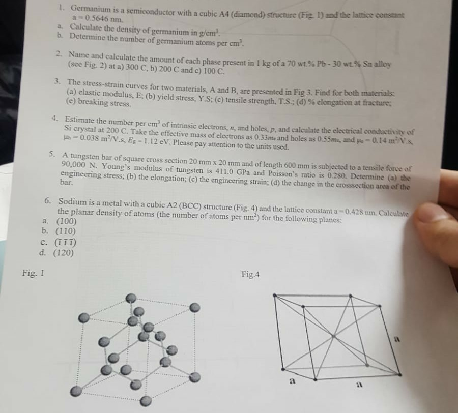 Solved 1. Germanium is a semiconductor with a cubic A4 | Chegg.com