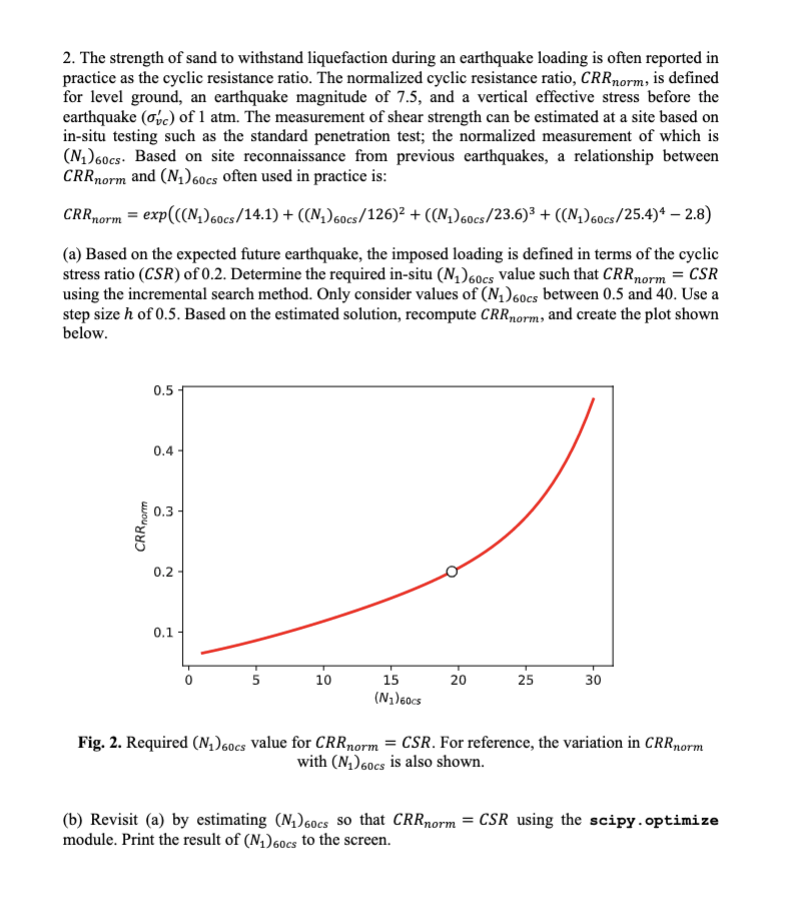 Solved 2. The strength of sand to withstand liquefaction | Chegg.com