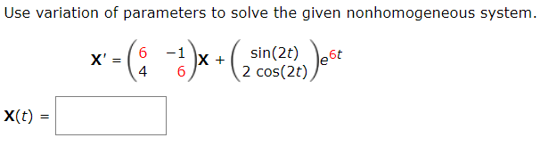 Solved Use variation of parameters to solve the given | Chegg.com