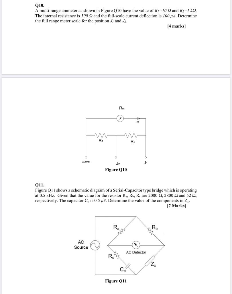 Solved Q10. A multi-range ammeter as shown in Figure Q10 | Chegg.com