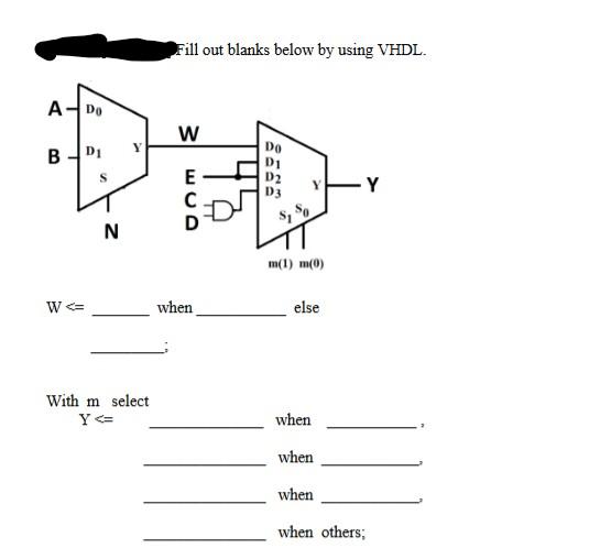 Solved Fill out blanks below by using VHDL. W