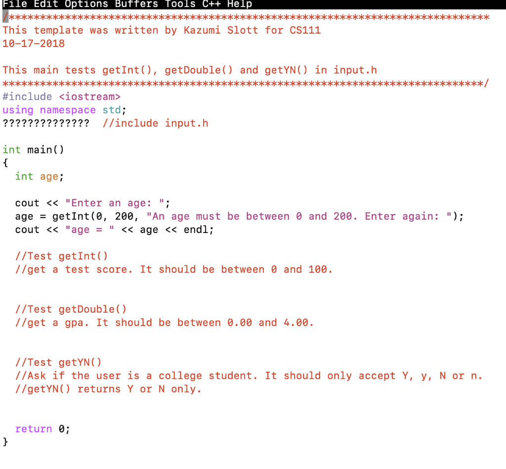 Solved 1.input.h (40 points) You are going to make generic | Chegg.com