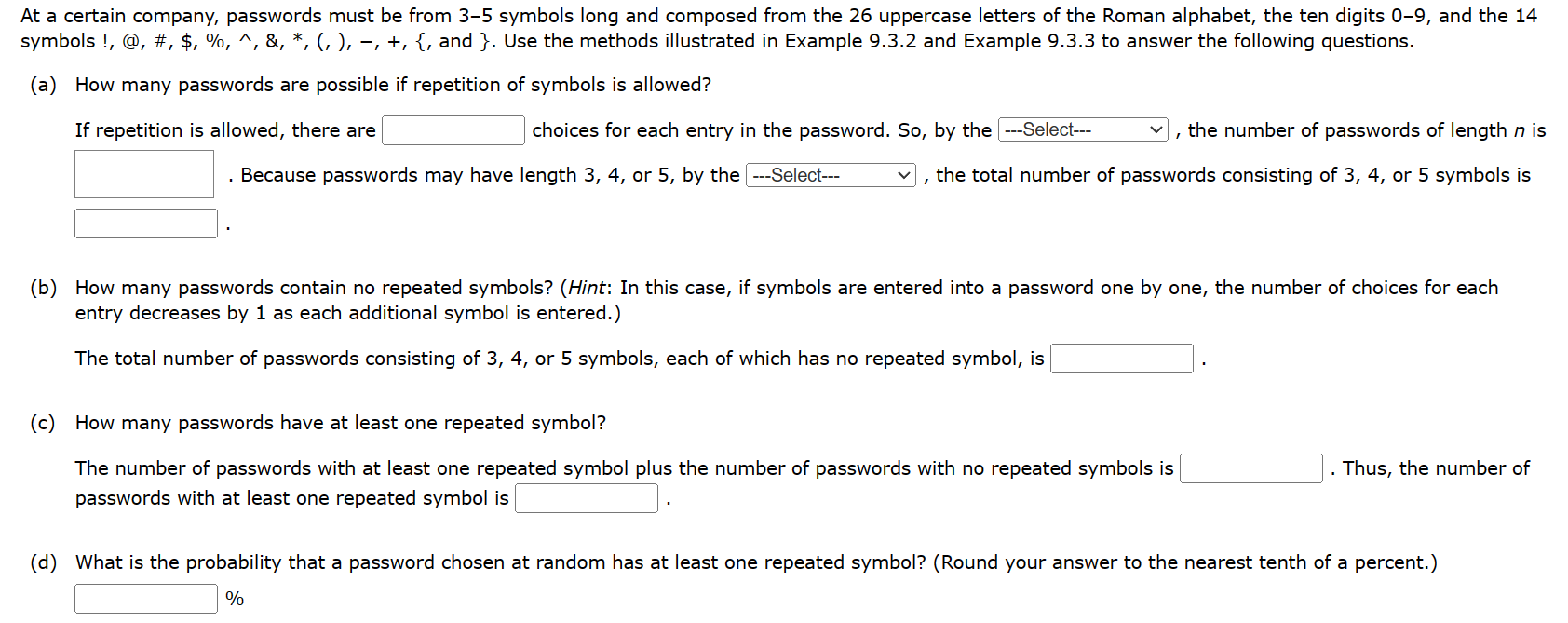 Solved At a certain company, passwords must be from 3-5 | Chegg.com