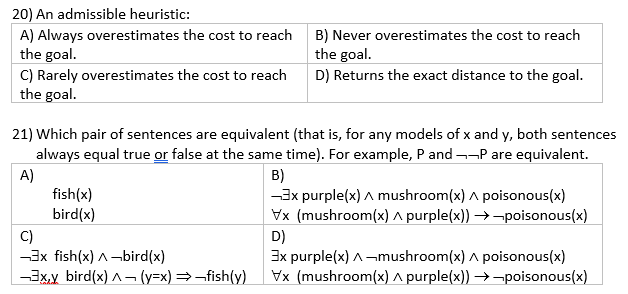 Solved 21) Which pair of sentences are equivalent (that is, | Chegg.com