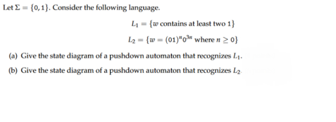 Solved Let Σ={0,1}. ﻿Consider the following language.L1={w | Chegg.com