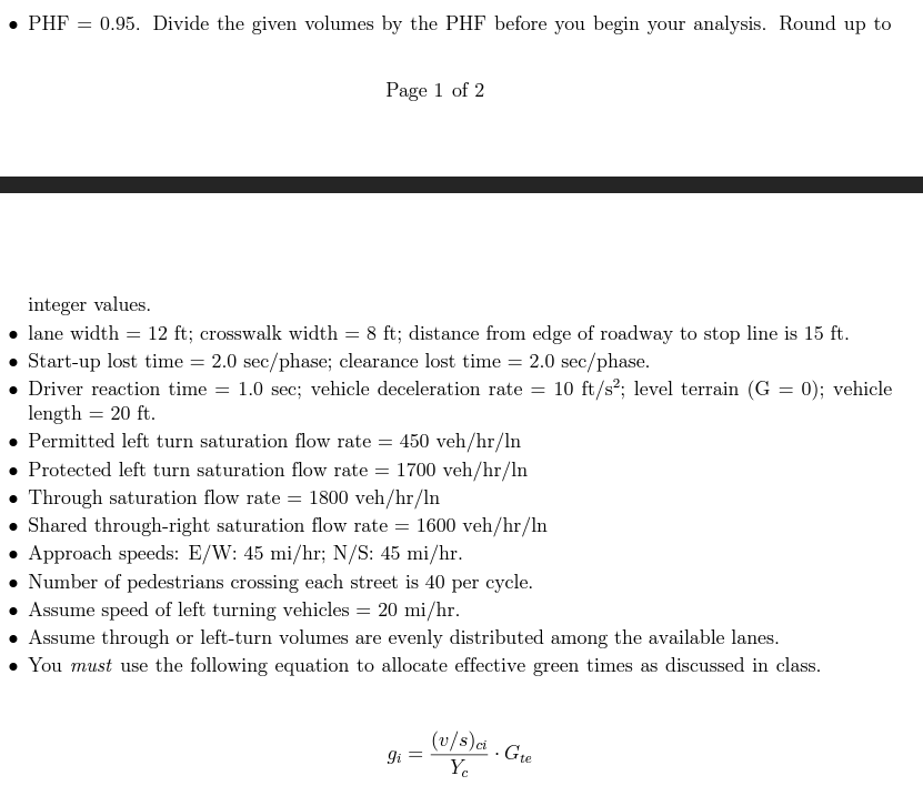 Solved 1. Given the following intersection geometry, | Chegg.com