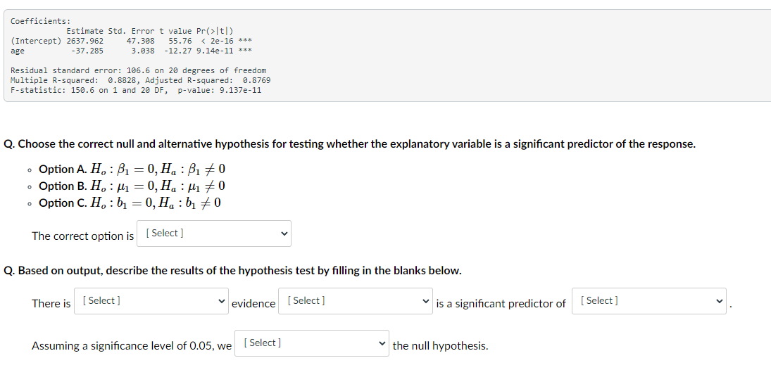 Solved Coefficients: Estimate Std. Error t value Pr(>t) | Chegg.com