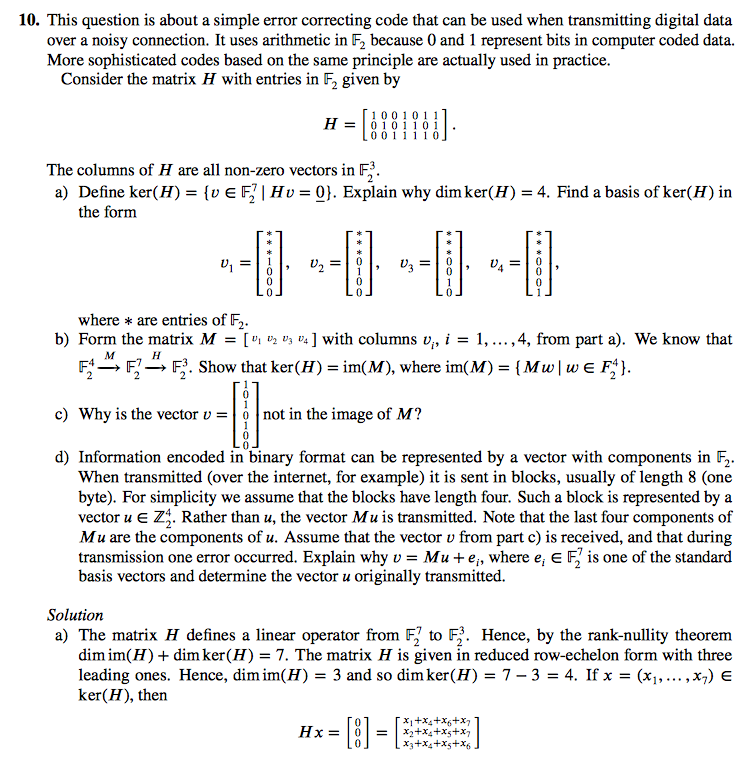 Solved 10. This question is about a simple error correcting | Chegg.com
