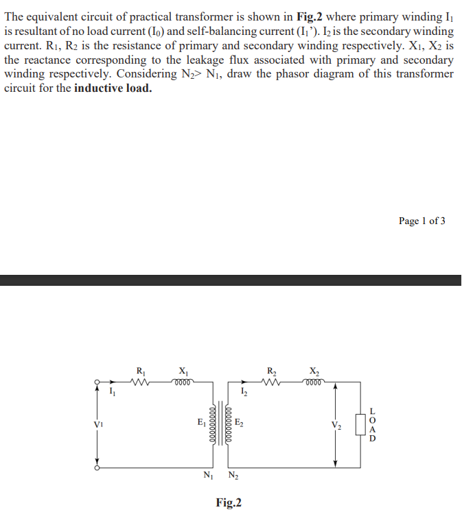 Solved The equivalent circuit of practical transformer is | Chegg.com