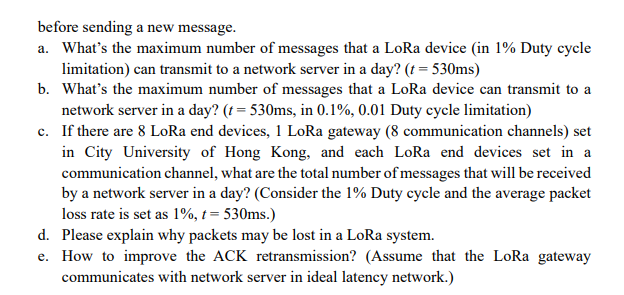 4) A LoRa end device transmits message to network | Chegg.com