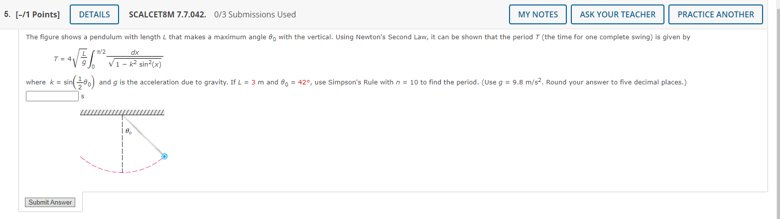 Solved 5. (-/1 Points] DETAILS SCALCET8M 7.7.042. 0/3 | Chegg.com