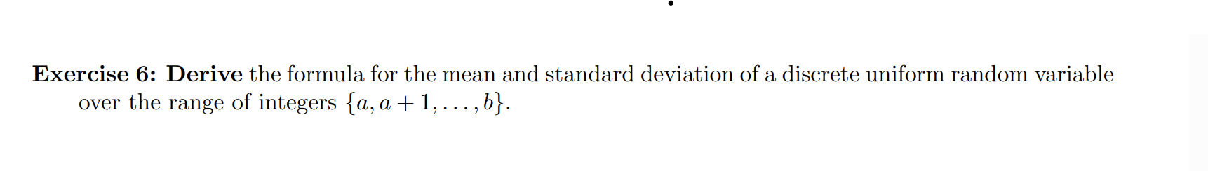 Solved Exercise 6 Derive The Formula For The Mean And 